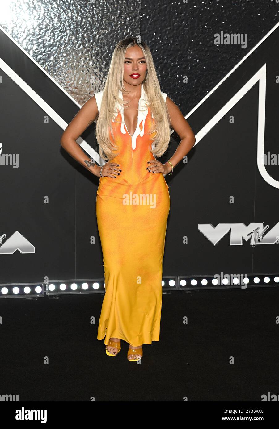 Karol G attends the 2024 MTV Video Music Awards at UBS Arena on ...