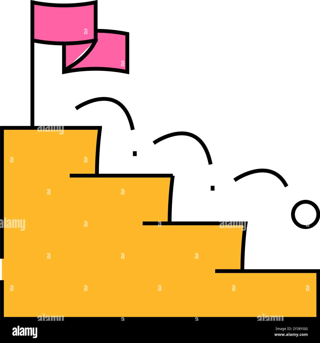 ball falling on stairs icon color illustration Stock Vector Image & Art ...