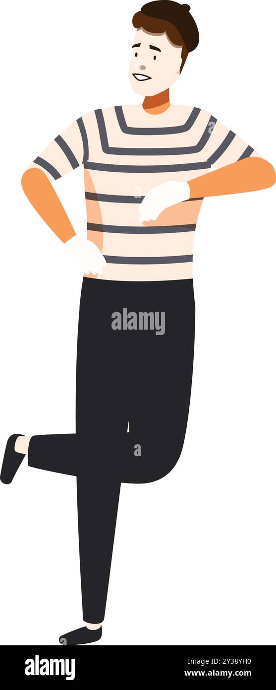 Male mime artist is performing a pantomime wearing a traditional ...