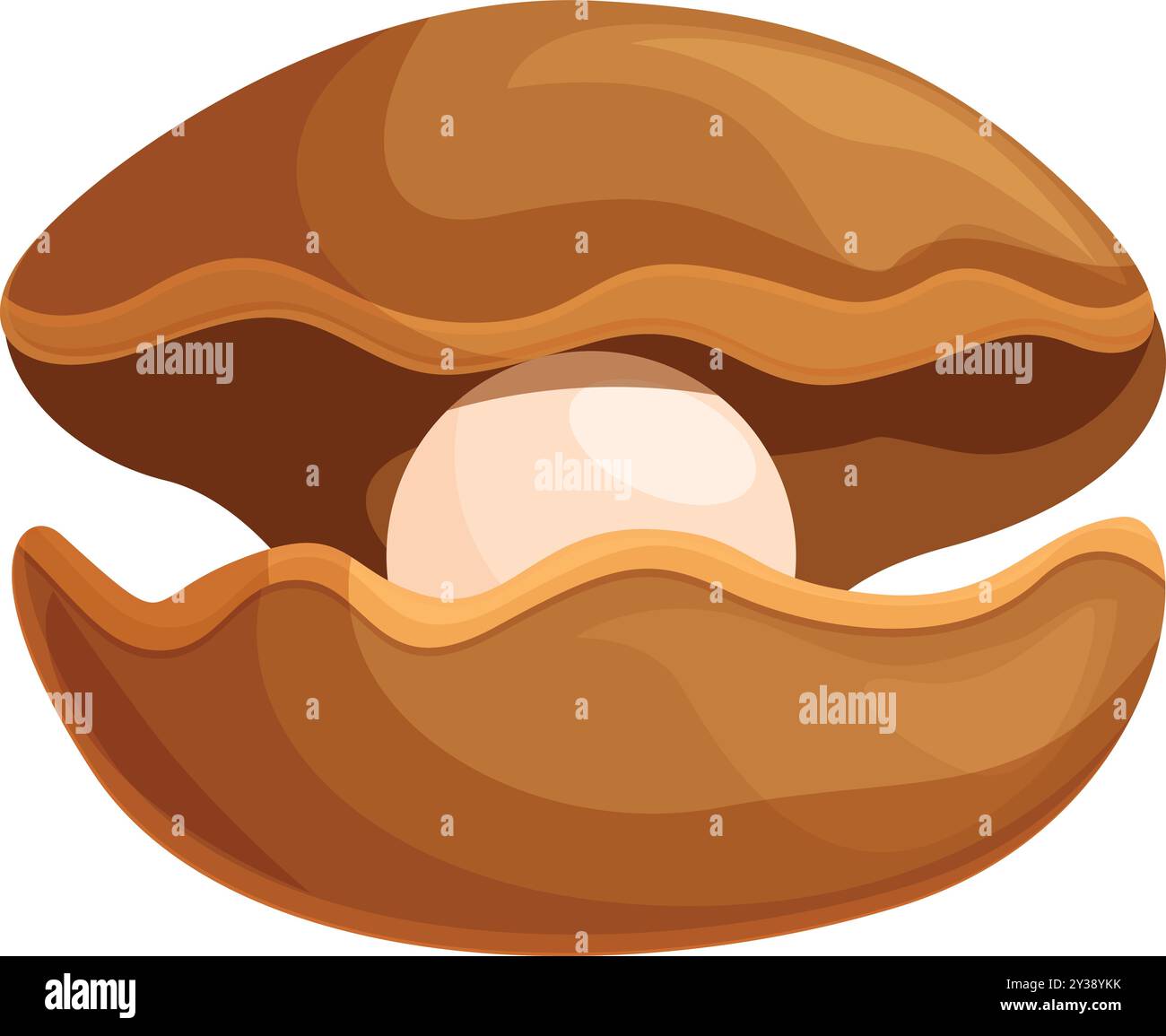 Open oyster shell containing beautiful shiny pearl illustration ...