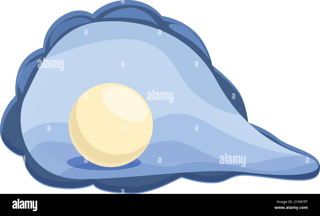 Blue open oyster containing a white shiny pearl is depicted in this ...