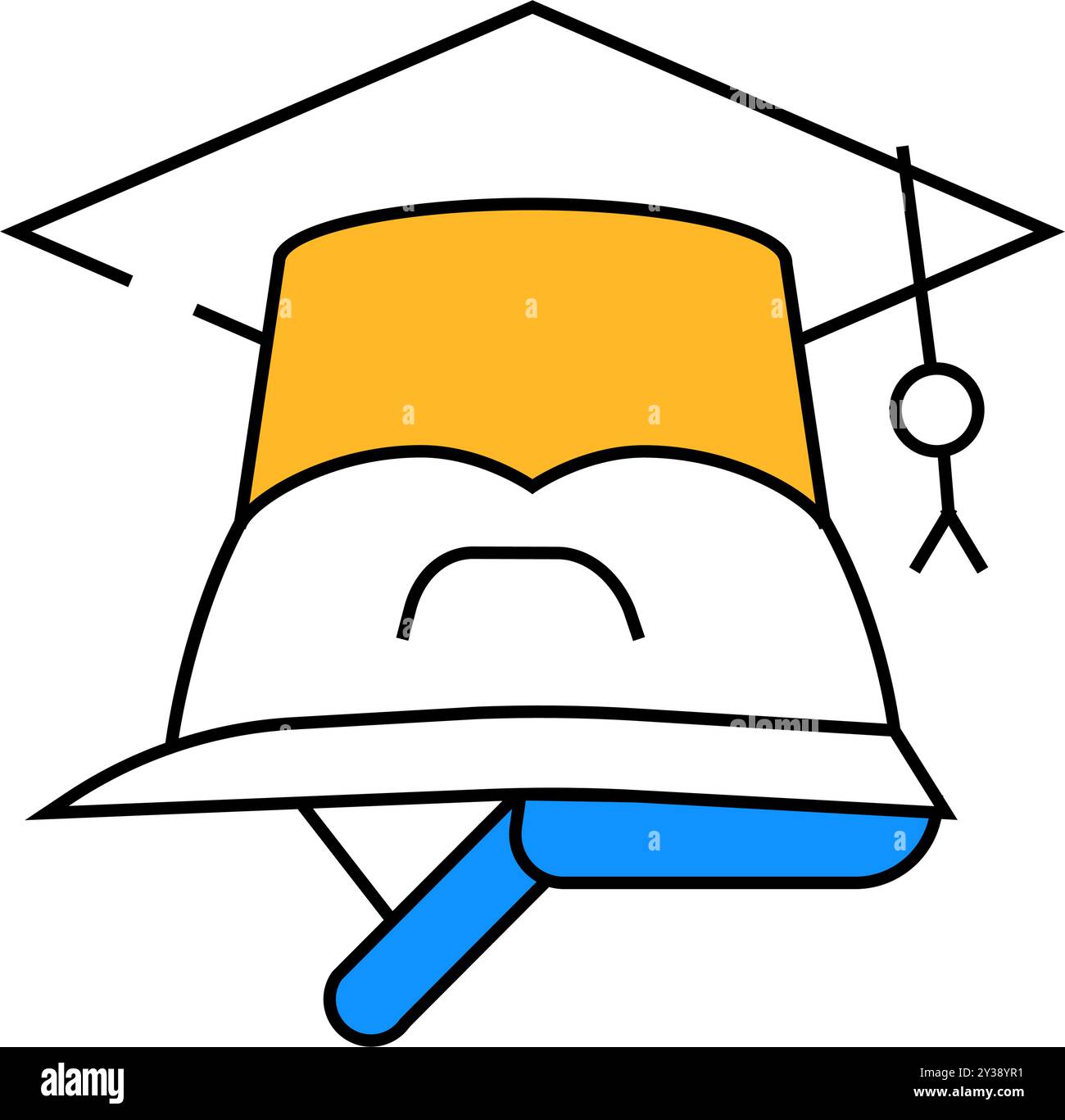 helmet and graduation cap icon color illustration Stock Vector Image ...