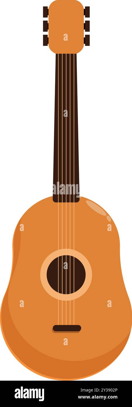 This classical acoustic guitar is standing up, showing its beautiful ...