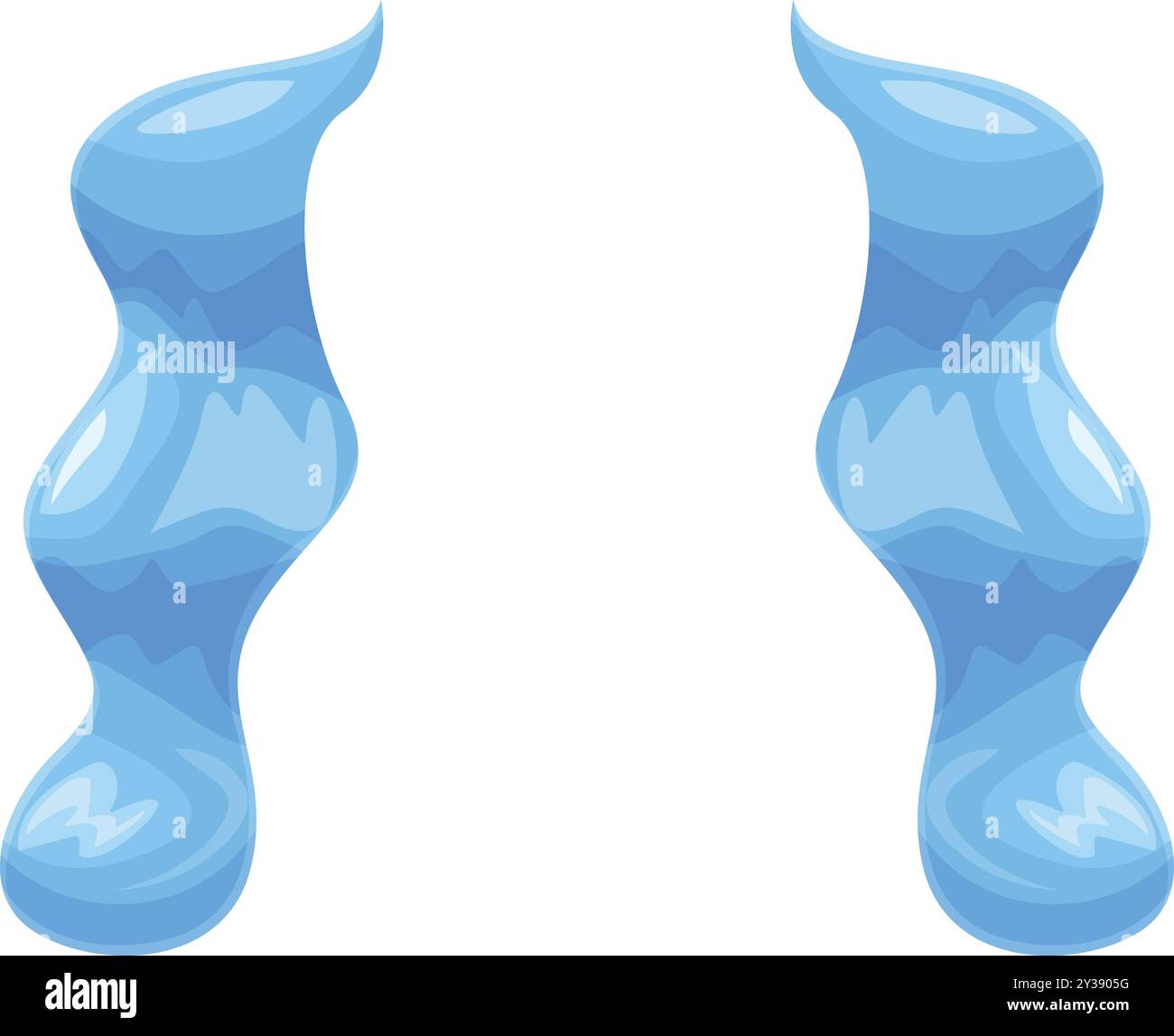 Two blue cartoon dripping slime with wavy shape flowing downwards on a ...