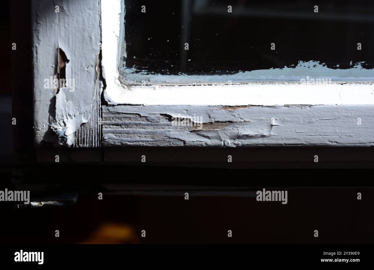 scratched white colour from wooden window frame Stock Photo - Alamy