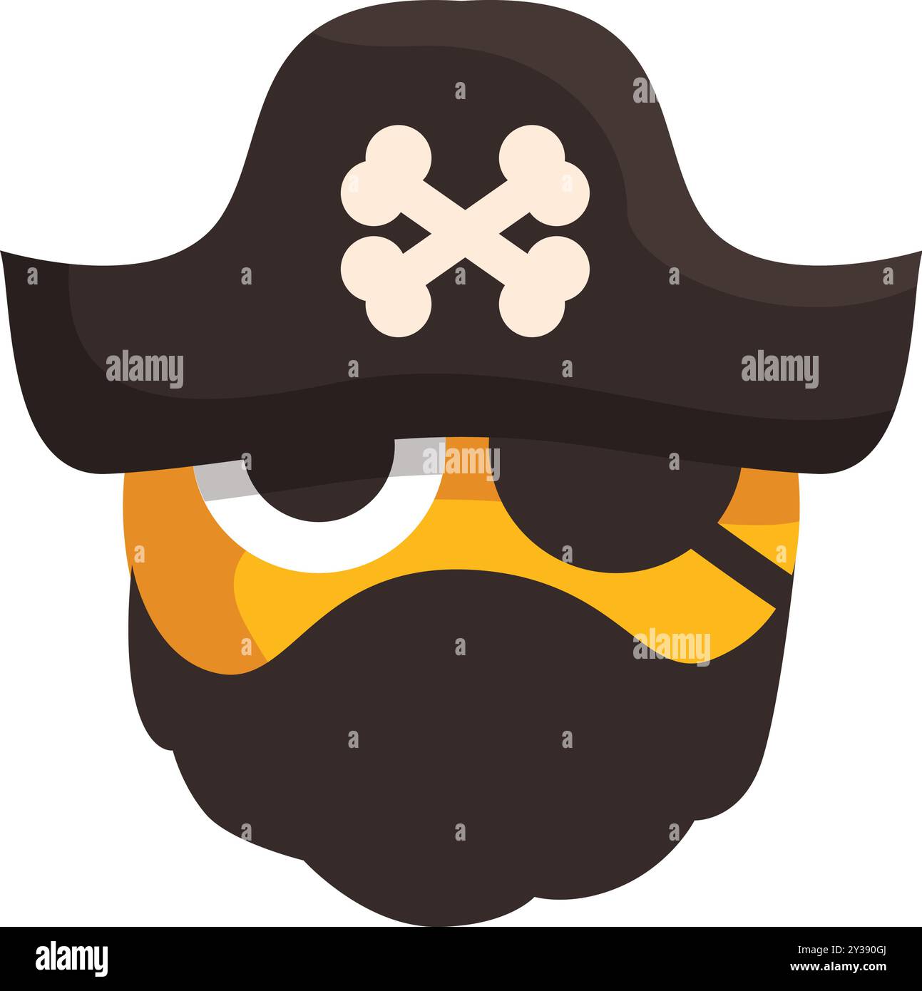 Cartoon pirate emoji wearing an eye patch and a black hat with ...