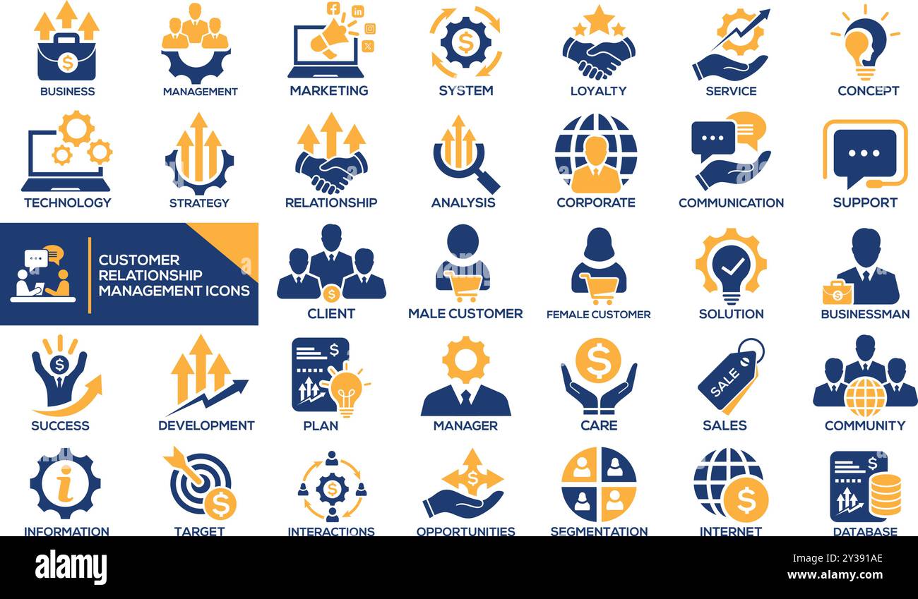 Customer Relationship Management Icons Design vector, CMR. Unique and Creative design Stock ...