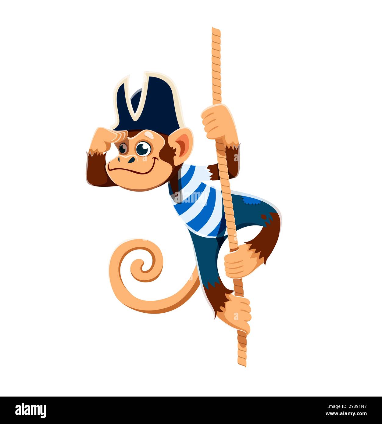 Cartoon monkey animal pirate or cabin boy character, vector funny ...