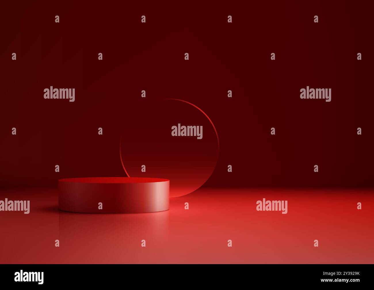 Minimalist Red 3D Podium Cylinder on Dark Red Background for Modern ...