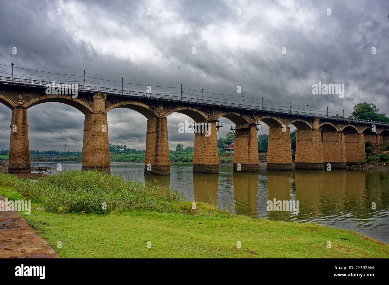 Irwin bridge on river Krishna at Sangli Maharashtra India Stock Photo ...