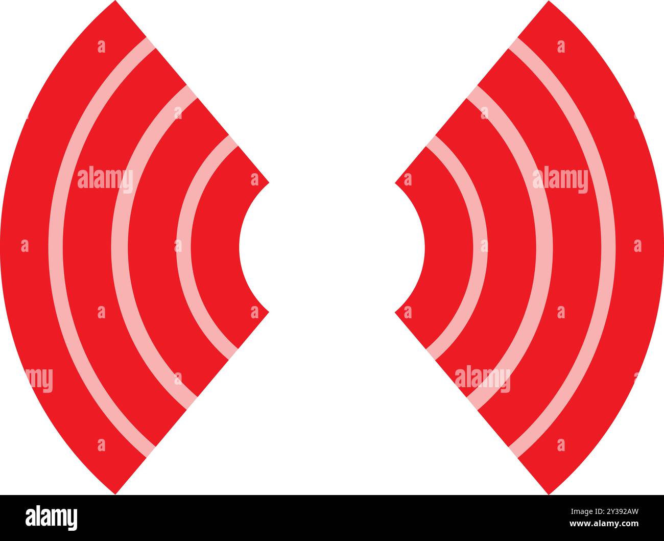 Minimalist illustration featuring two red sound waves spreading from ...