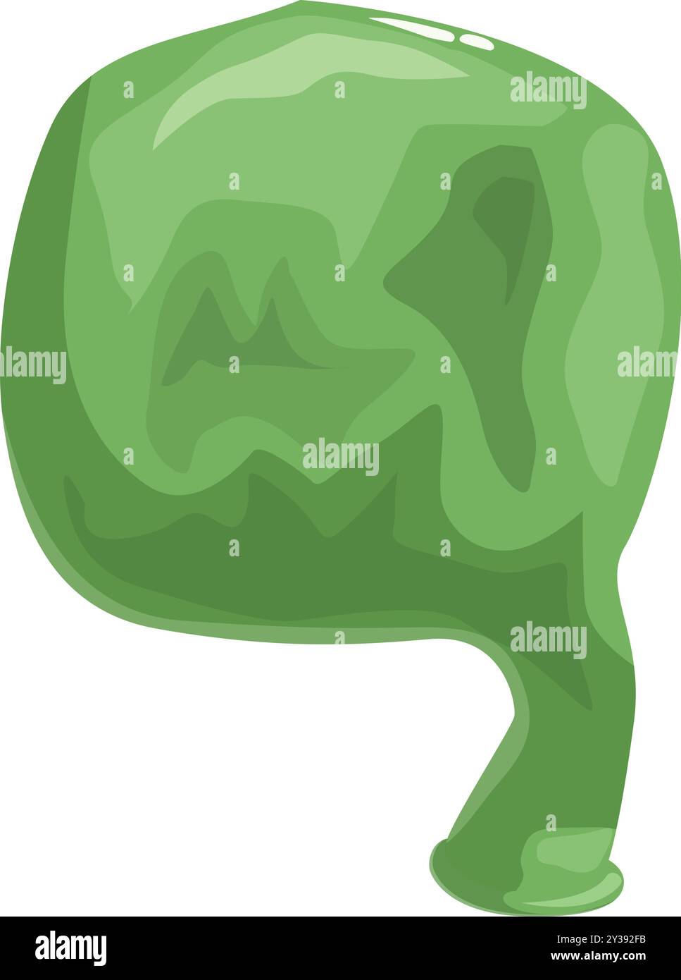 Green balloon is slowly losing air, creating a wilted and deflated ...