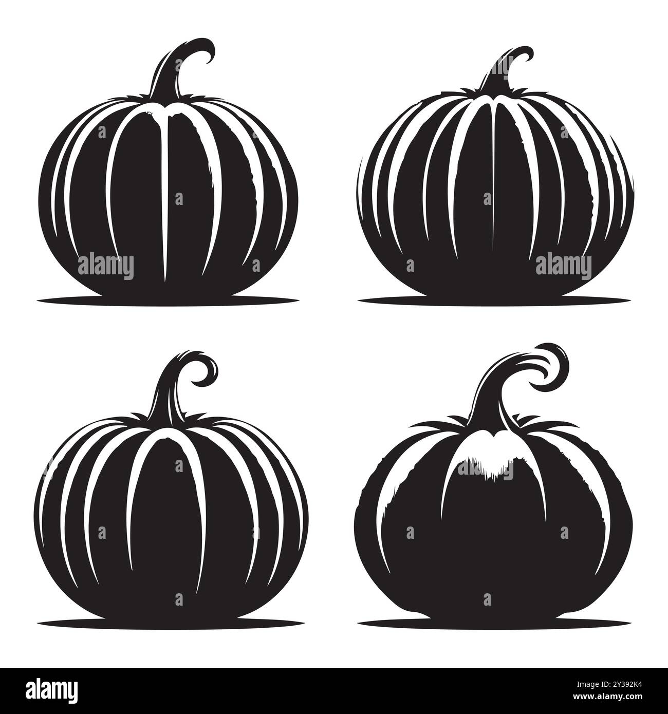 Set of pumpkin silhouettes isolated on a white background, Vector ...
