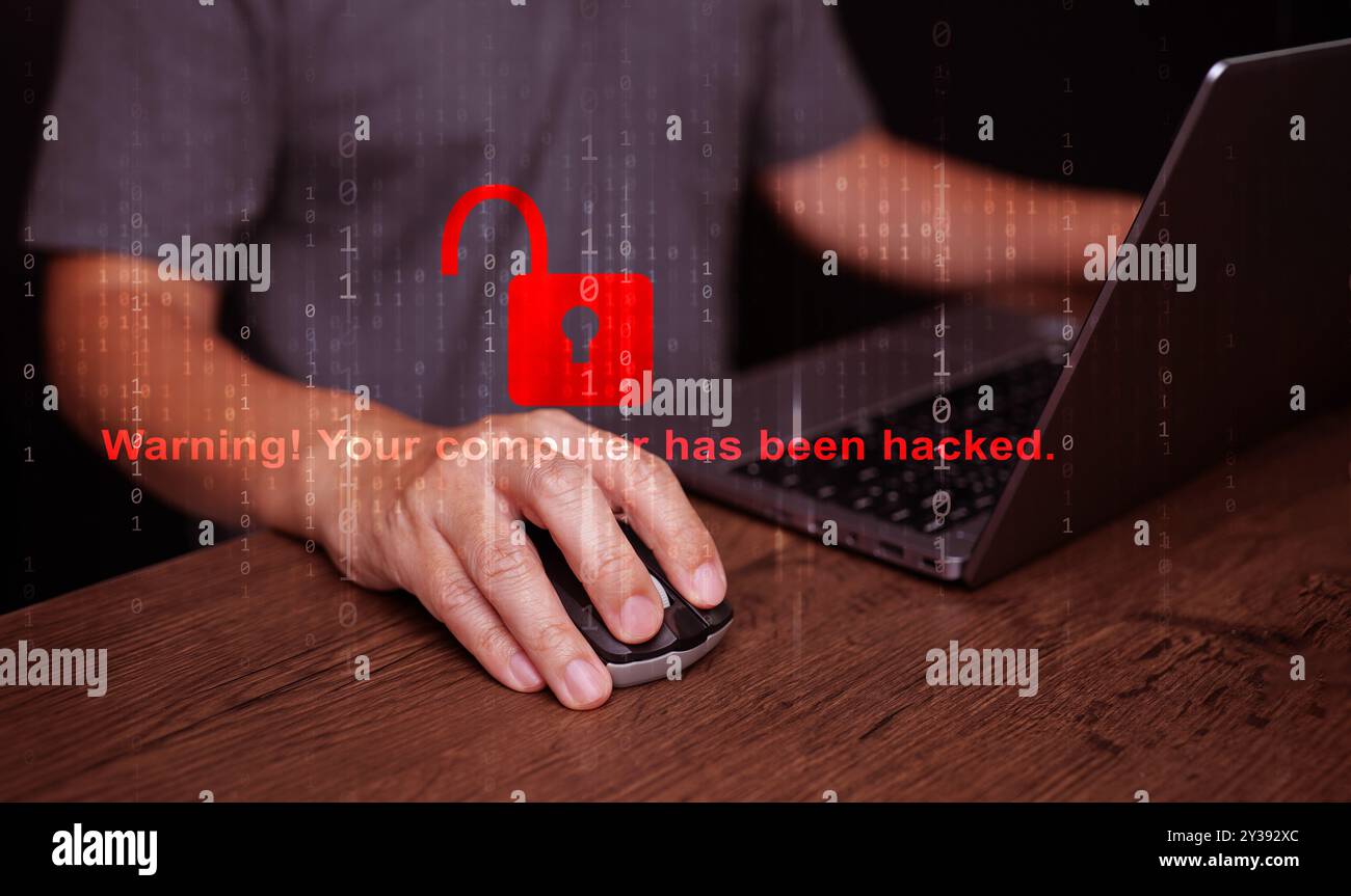 Cybersecurity and safety concept. A padlock is unlocked or hacked with ...