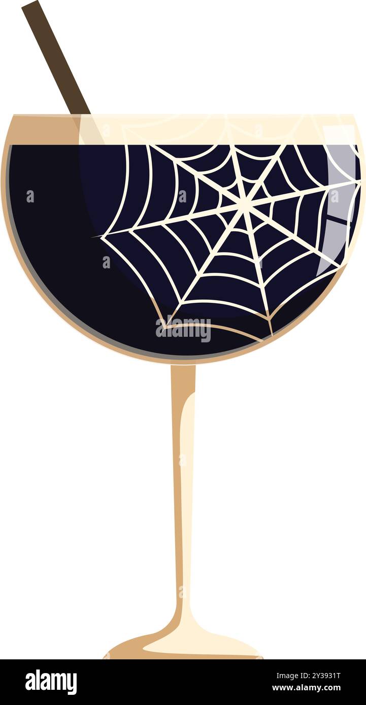 Spooky halloween cocktail with spider web decoration placed on drink ...