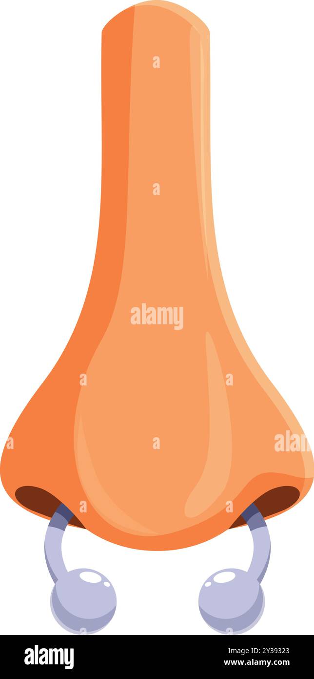 Cartoon human nose is showing off a septum piercing with silver captive ...