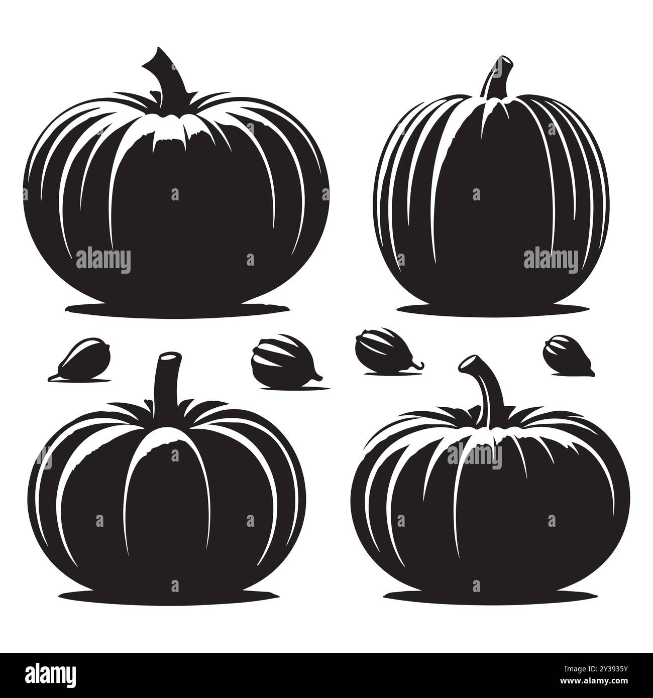 Set of pumpkin silhouettes isolated on a white background, Vector ...