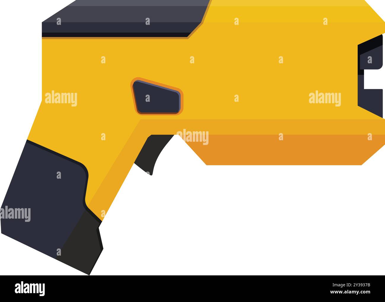 Yellow and black electric shocker for self defence is lying on white ...