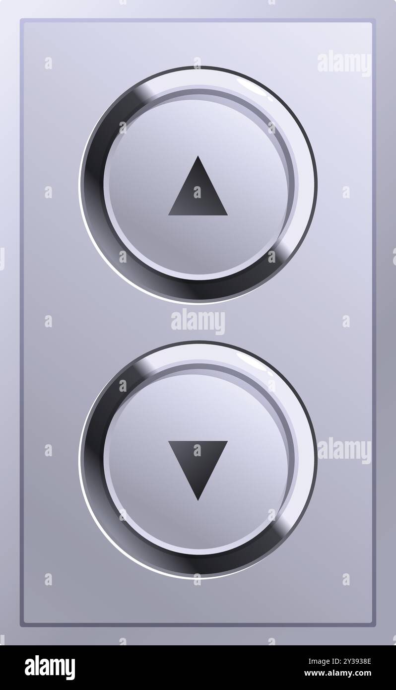 This elevator control panel is showing two buttons, one for up and one ...