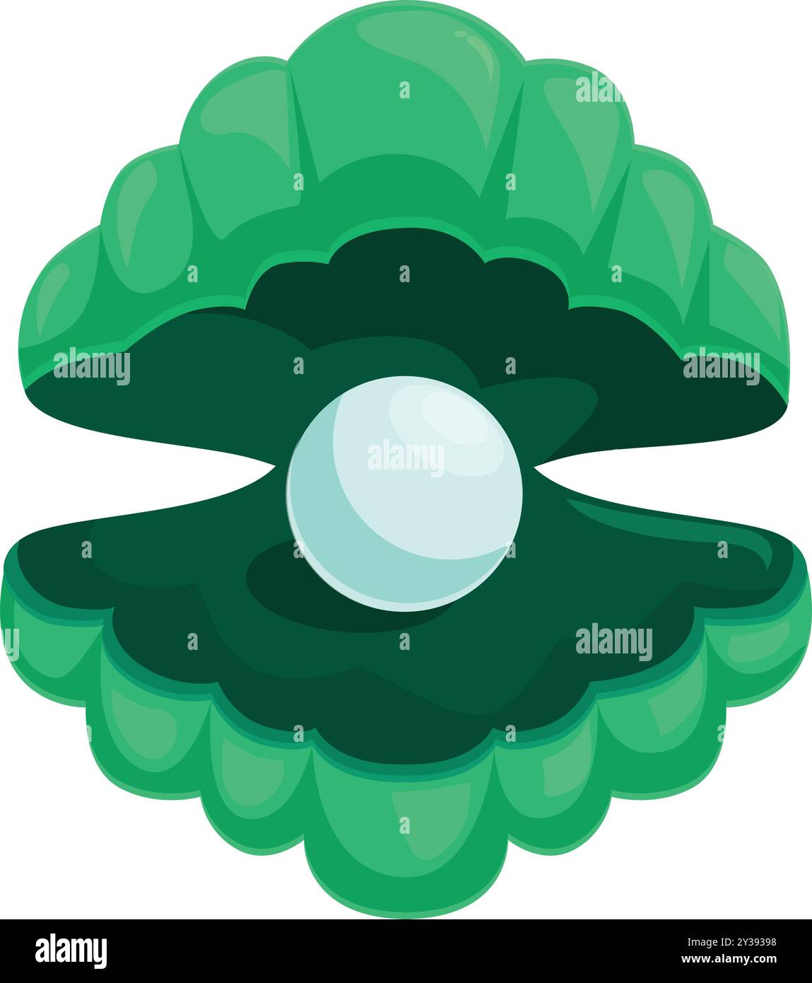Isolated vector illustration of a green shell holding a beautiful white ...