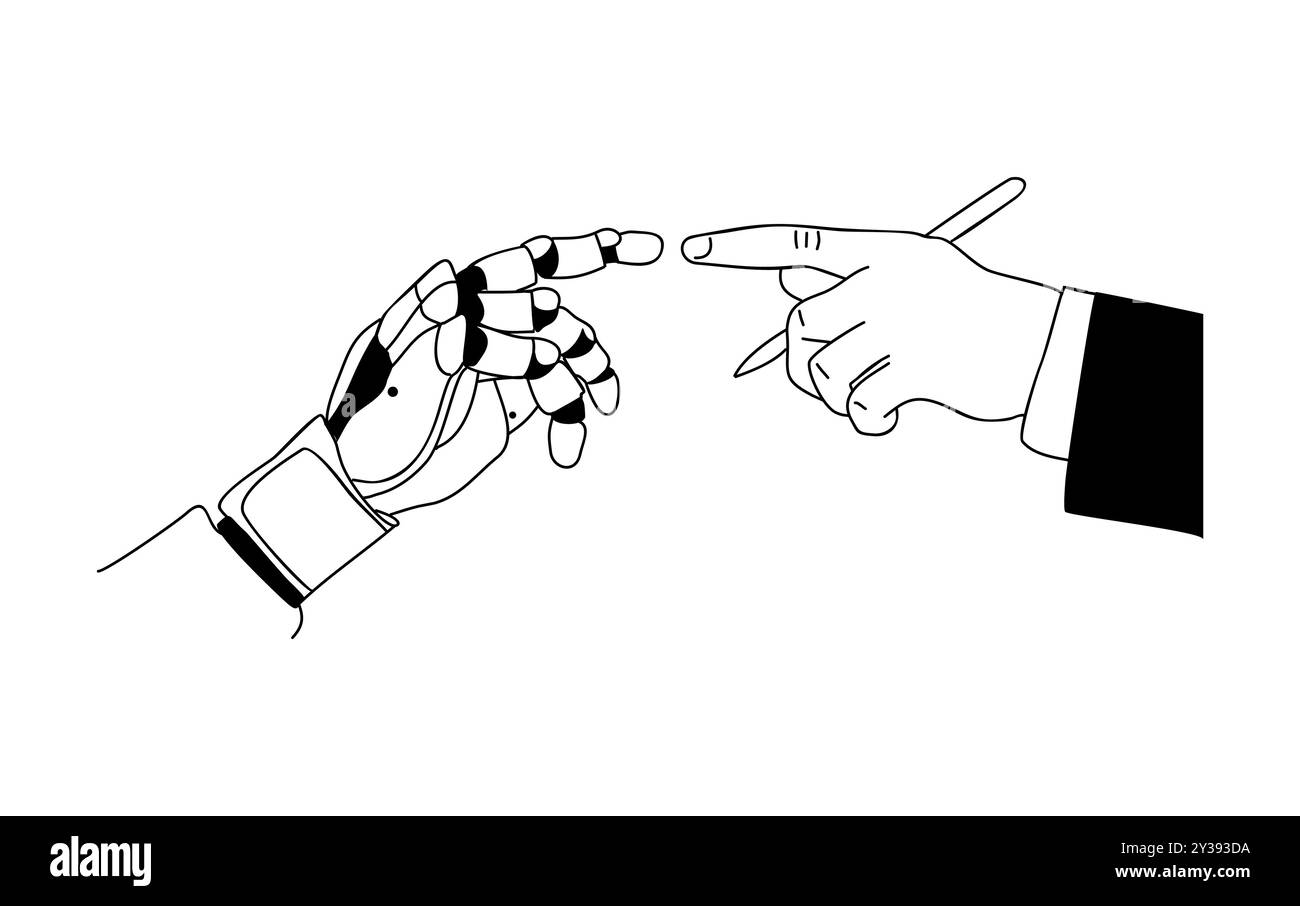 Touching hands line art Cut Out Stock Images & Pictures - Alamy