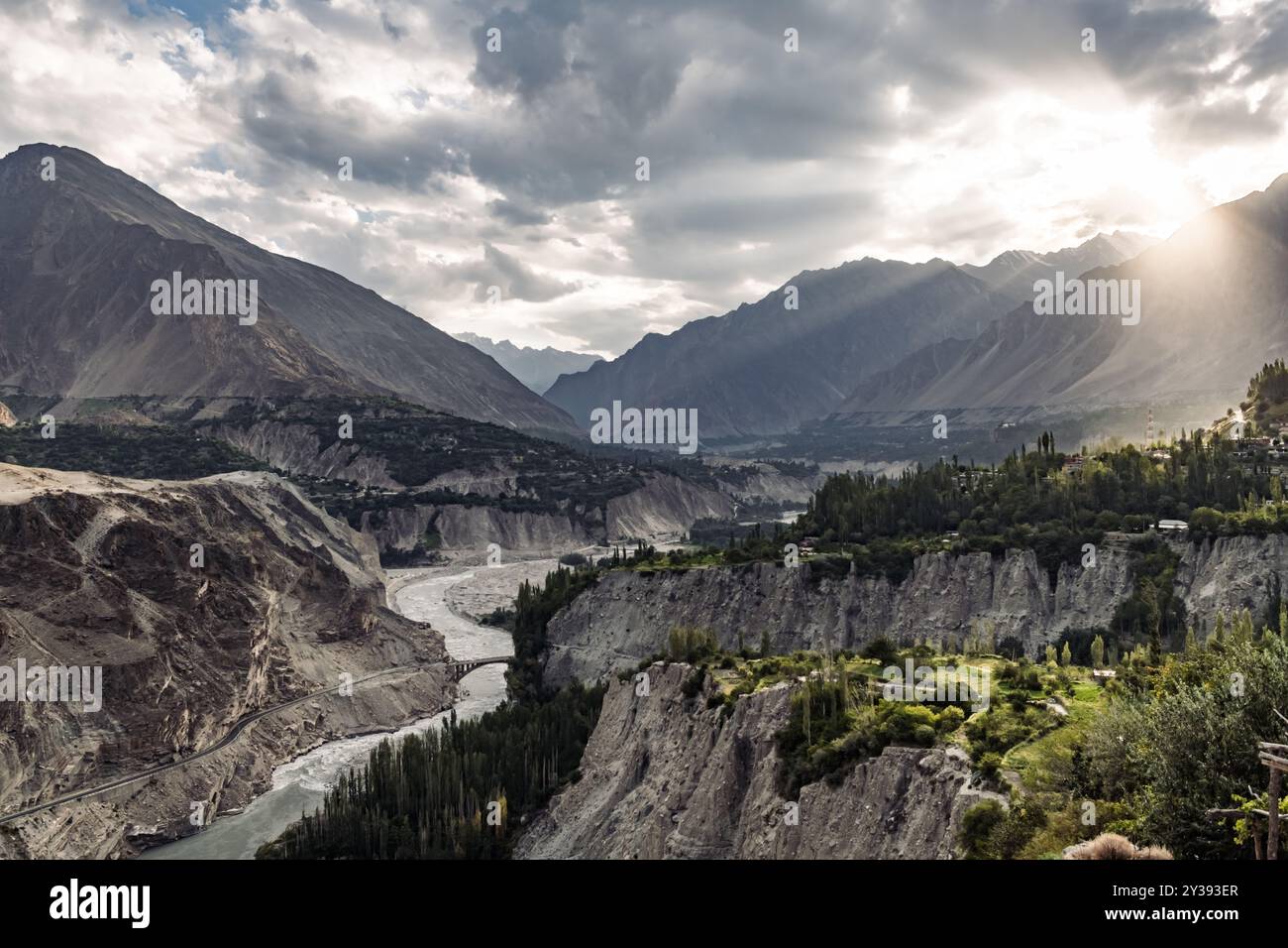 Landscape of the Hunza River along the Karakorum Highway Stock Photo ...