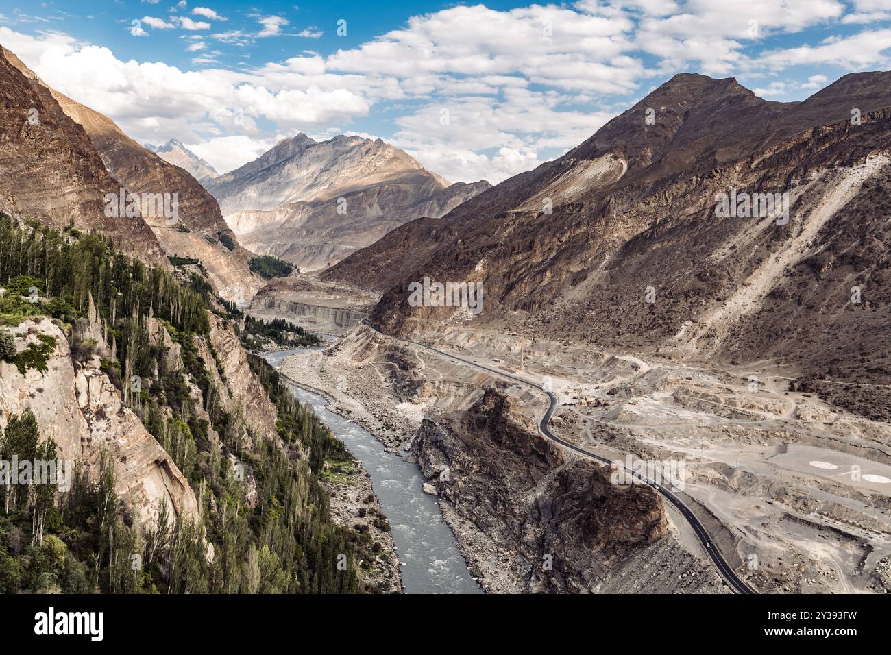Landscape of the Hunza River along the Karakorum Highway Stock Photo ...