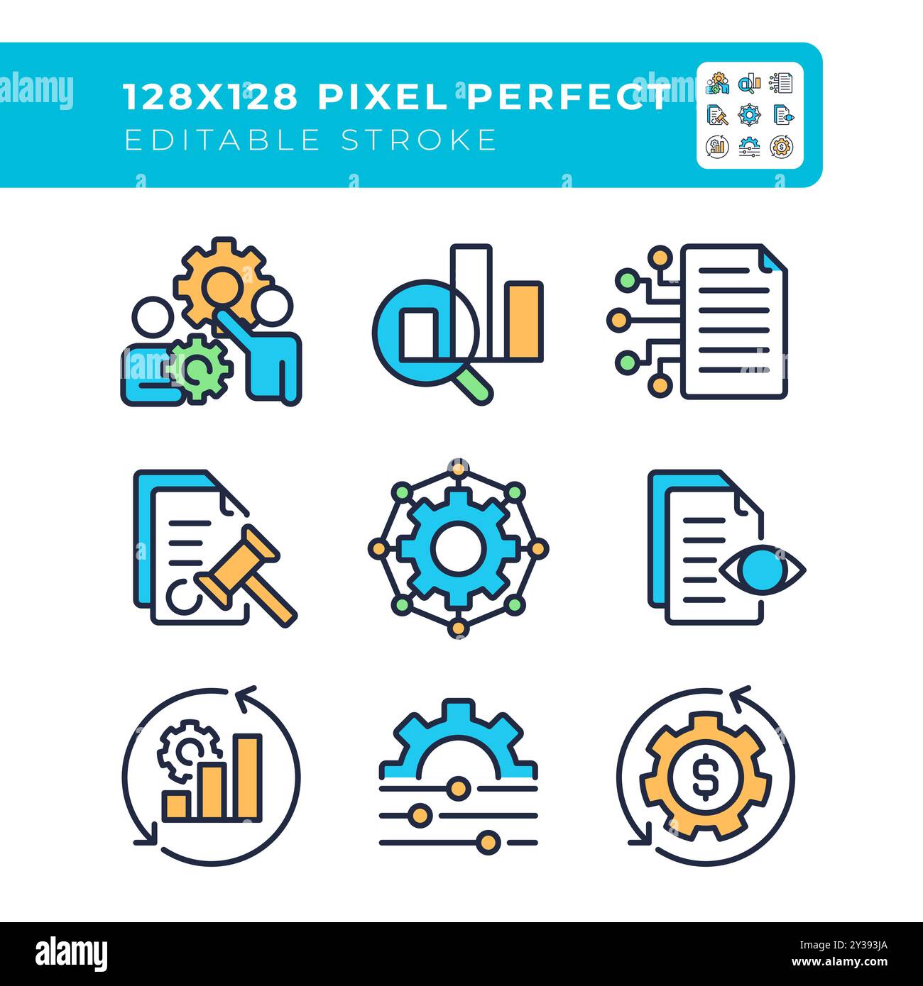 Production workflow line icons Cut Out Stock Images & Pictures - Alamy