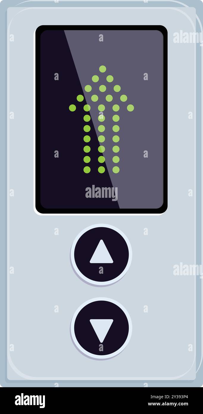 Modern elevator control panel with an up arrow indicating the direction ...