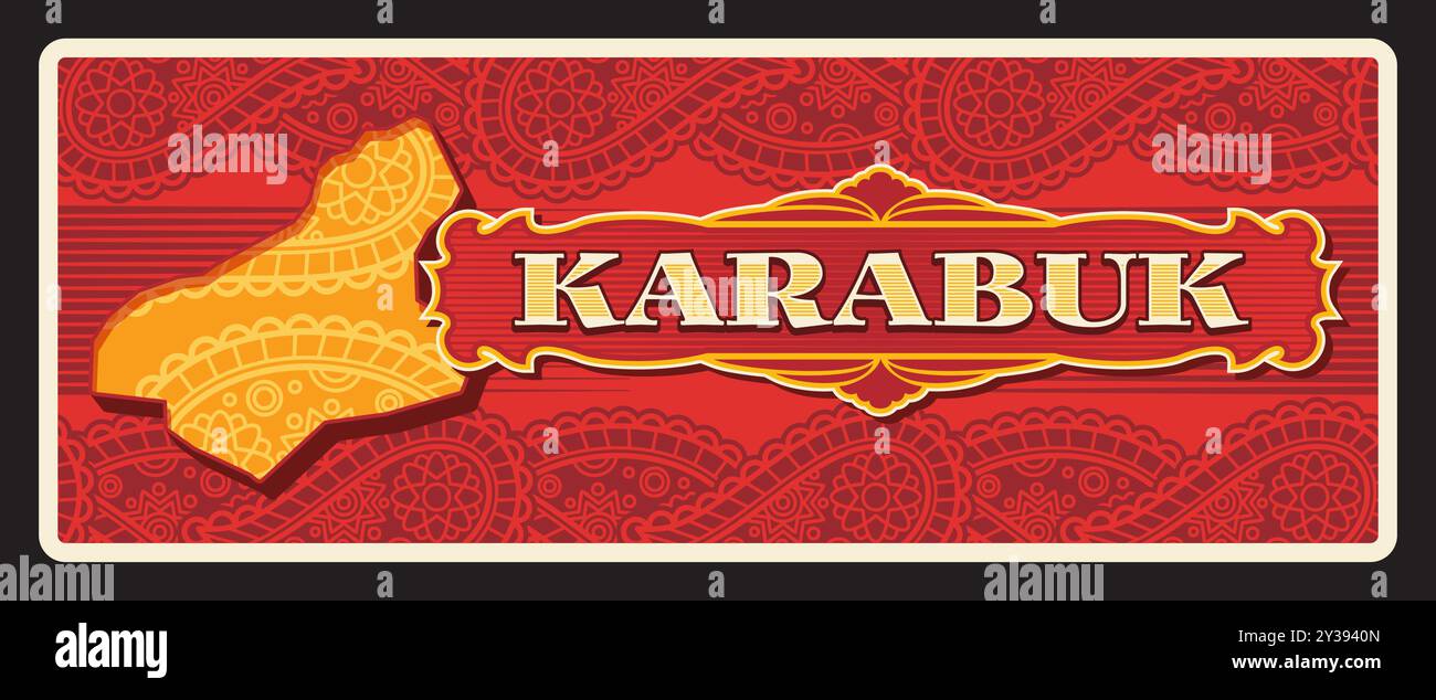 Karabuk Turkey province turkish retro travel plate, vintage plaque ...