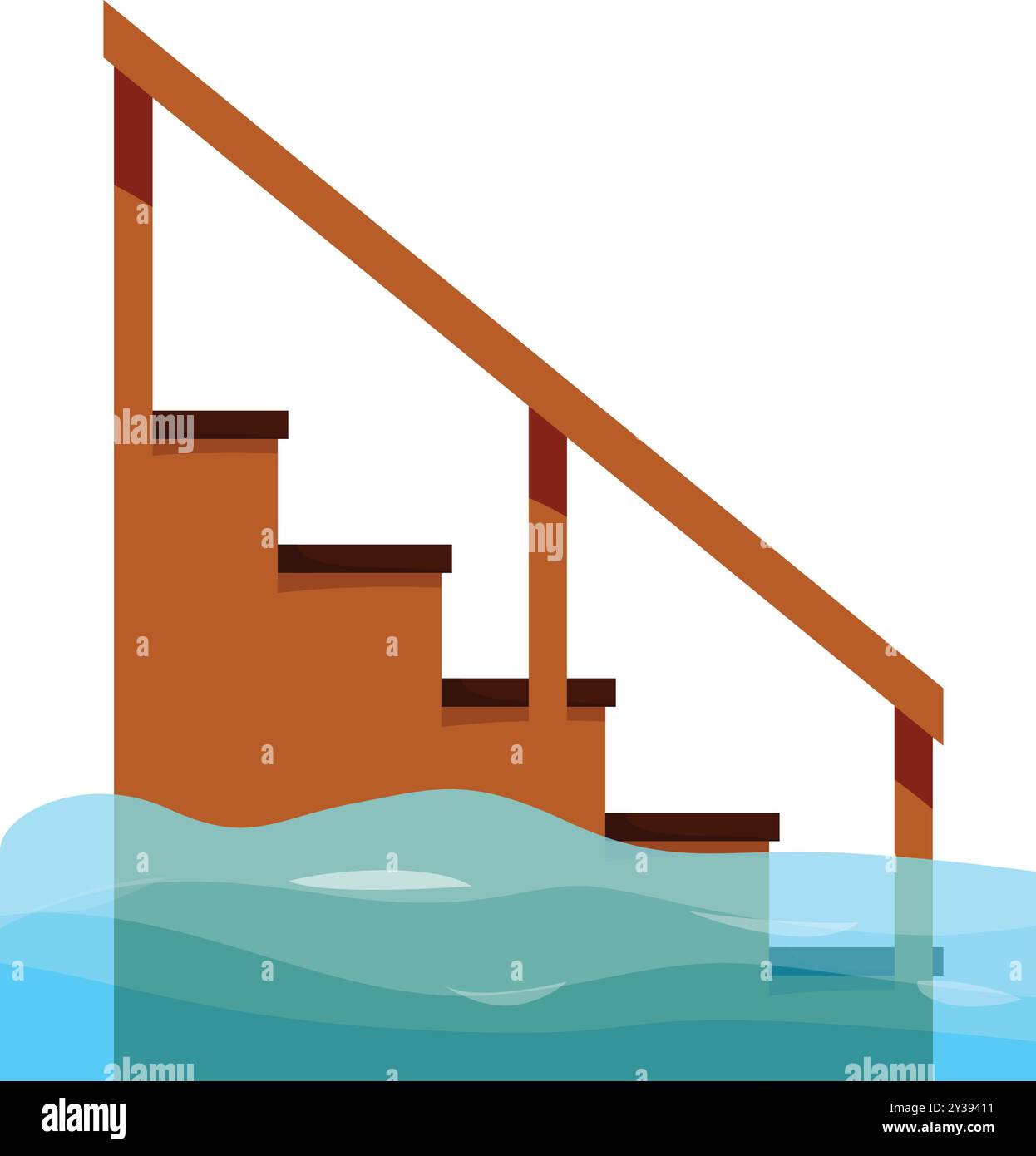 Steps with railing Stock Vector Images - Alamy