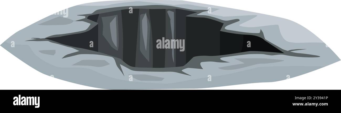 Cartoon hole is appearing in the ground with cracked borders Stock ...