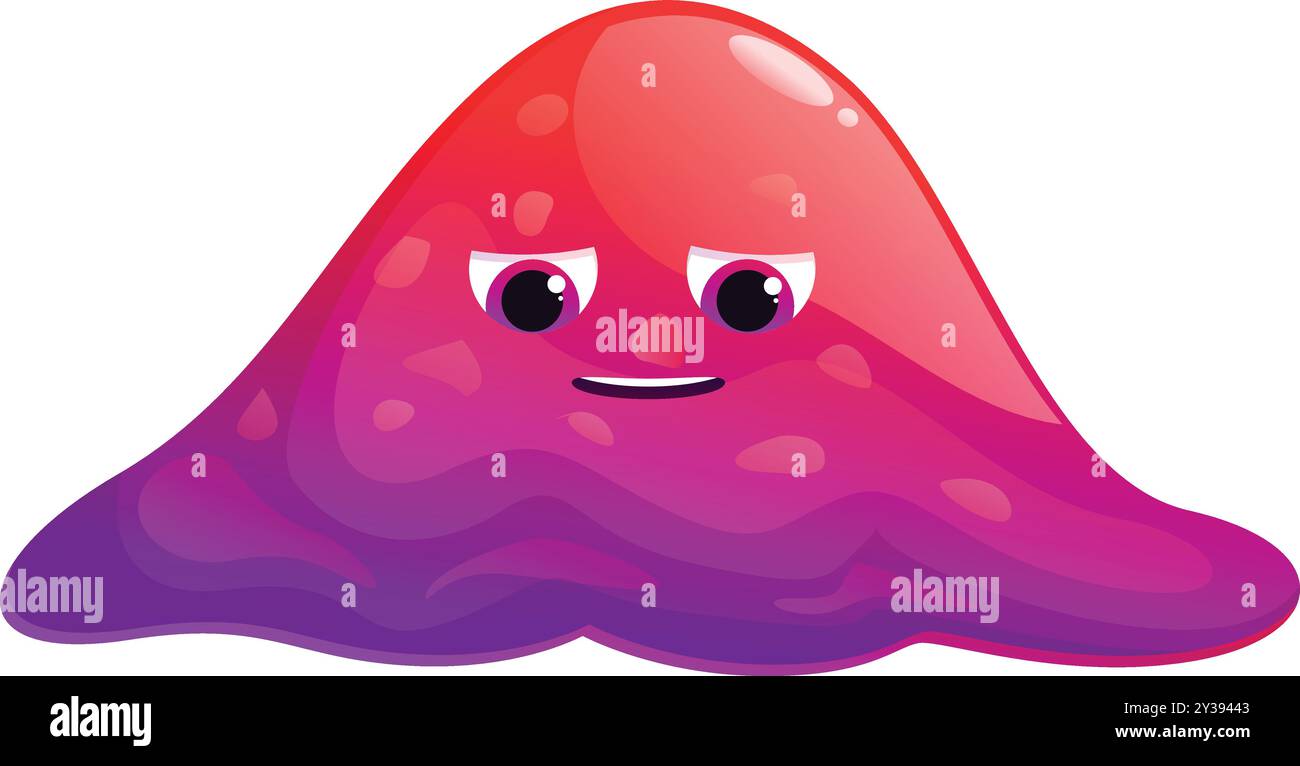 Red and purple jelly monster is smiling with half closed eyes Stock ...
