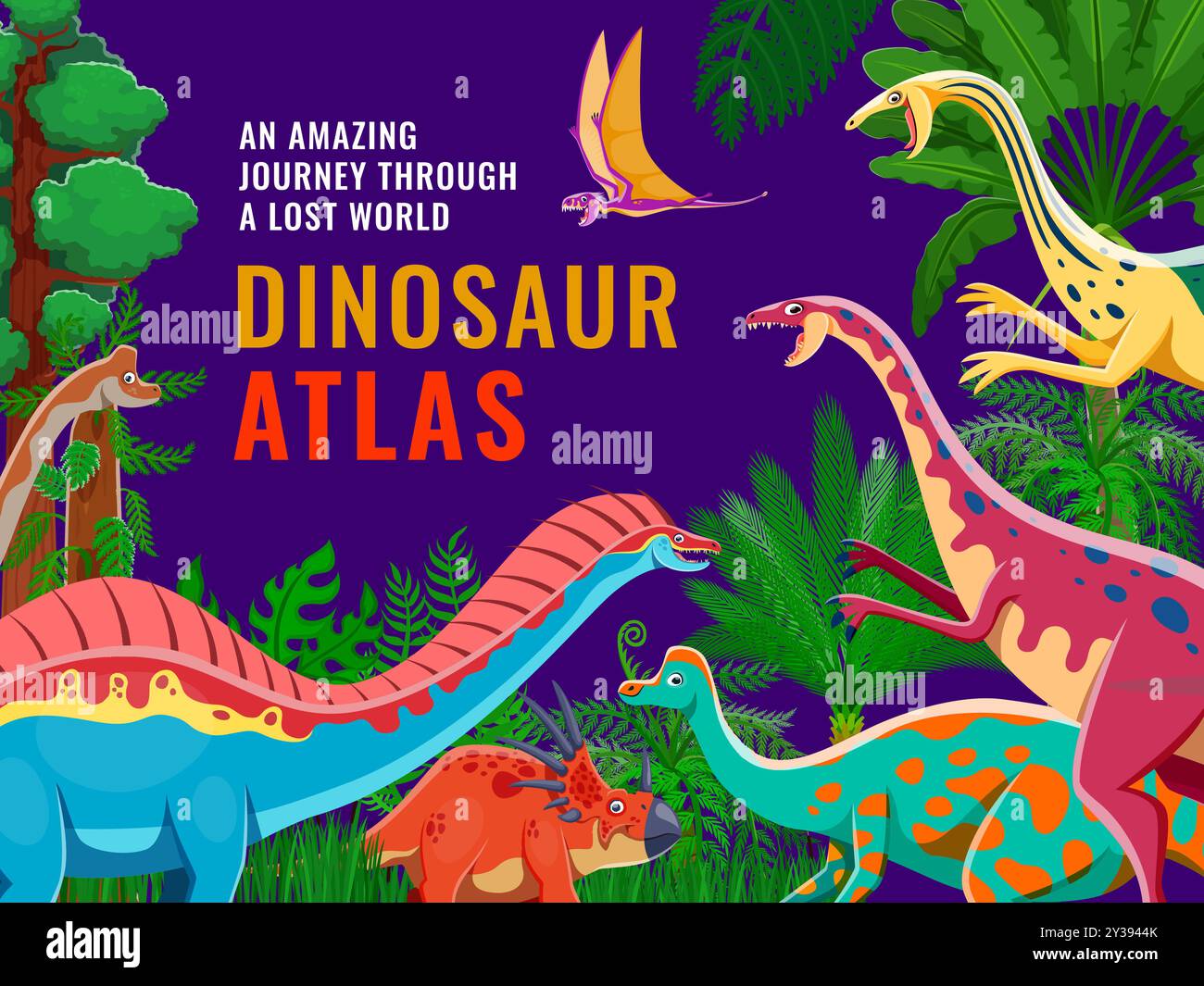 Prehistoric dinosaur characters for atlas book cover or kids dino ...