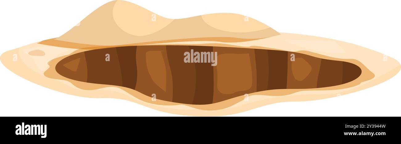 Cartoon style illustration of a big hole representing a gold mine ...