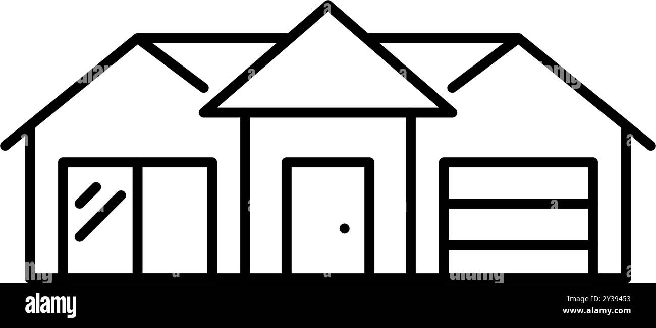 One-storey house. Real estate property types. Pixel perfect, editable ...