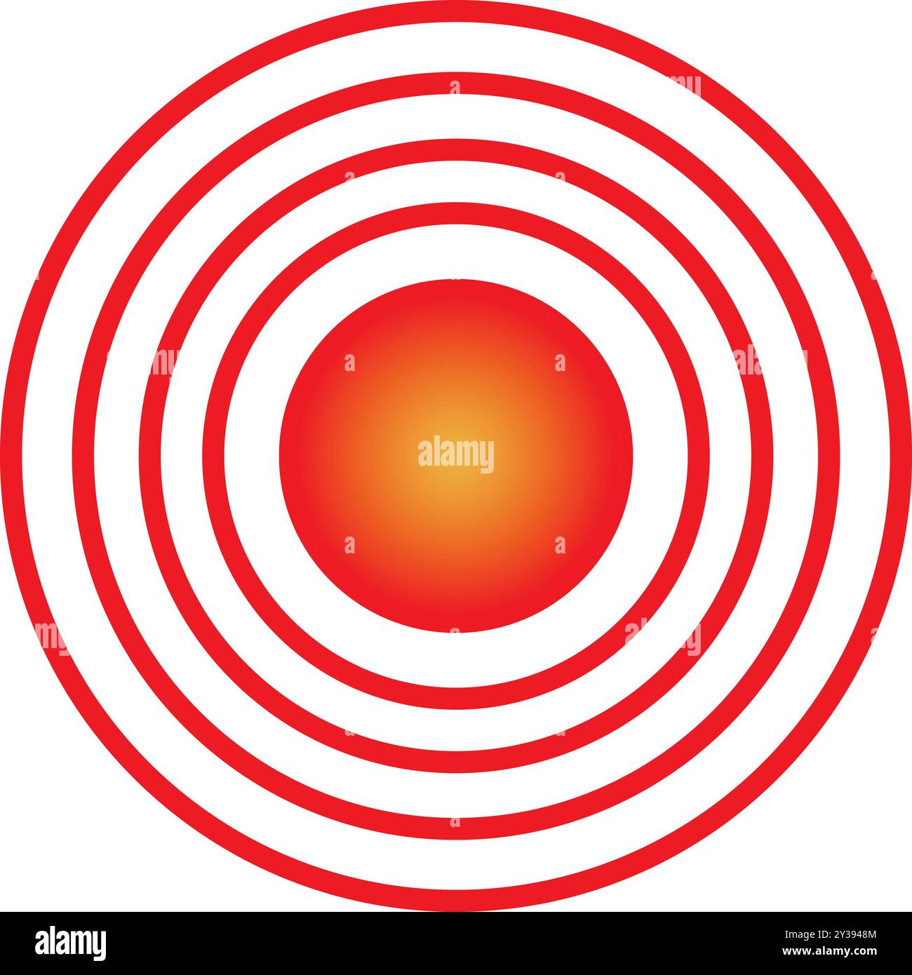 Illustration of pain represented by red and orange concentric circles ...