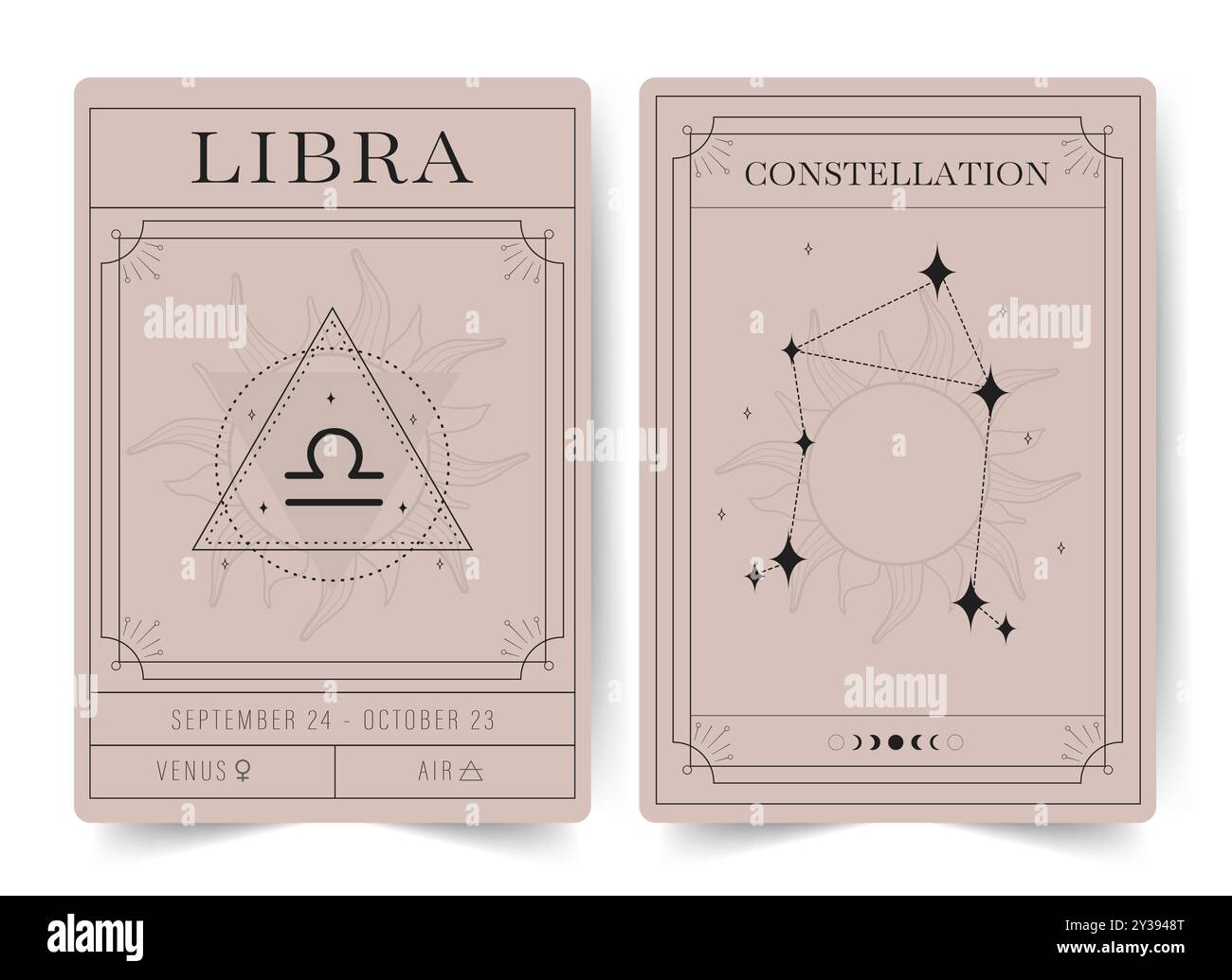 Libra. Witchcraft cards with astrology zodiac sign and constellation ...