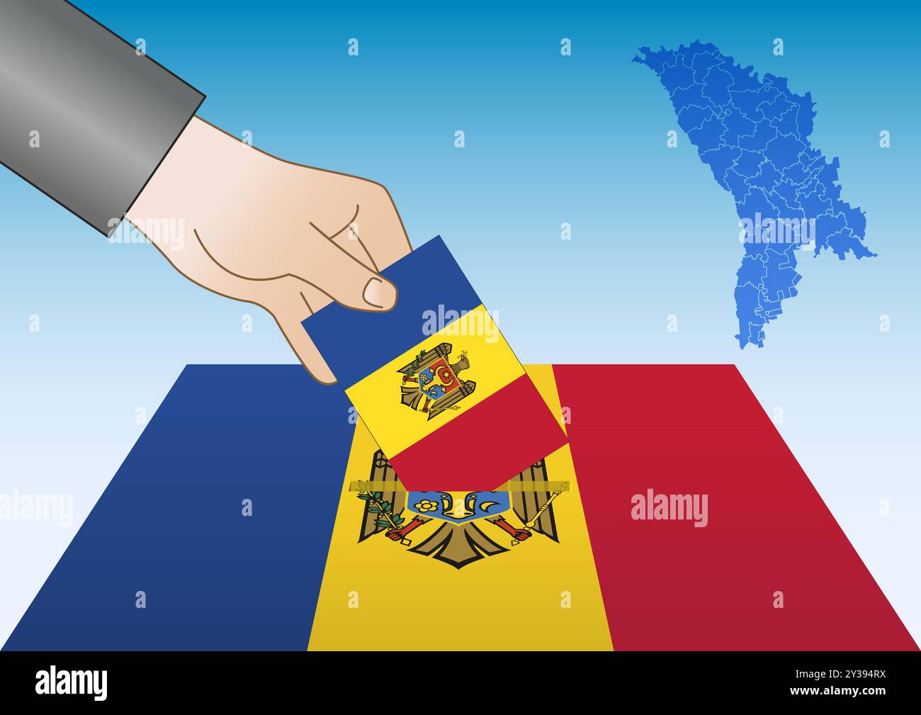 Moldova, european country, ballot box with hand and ballot paper ...