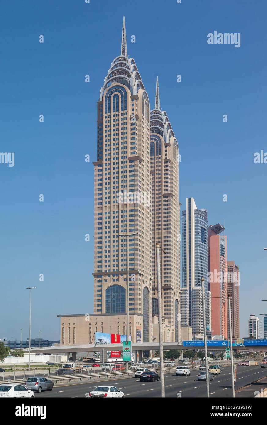 The Skyline with the Al Kazim towers in Dubai, United Arab Emirates ...