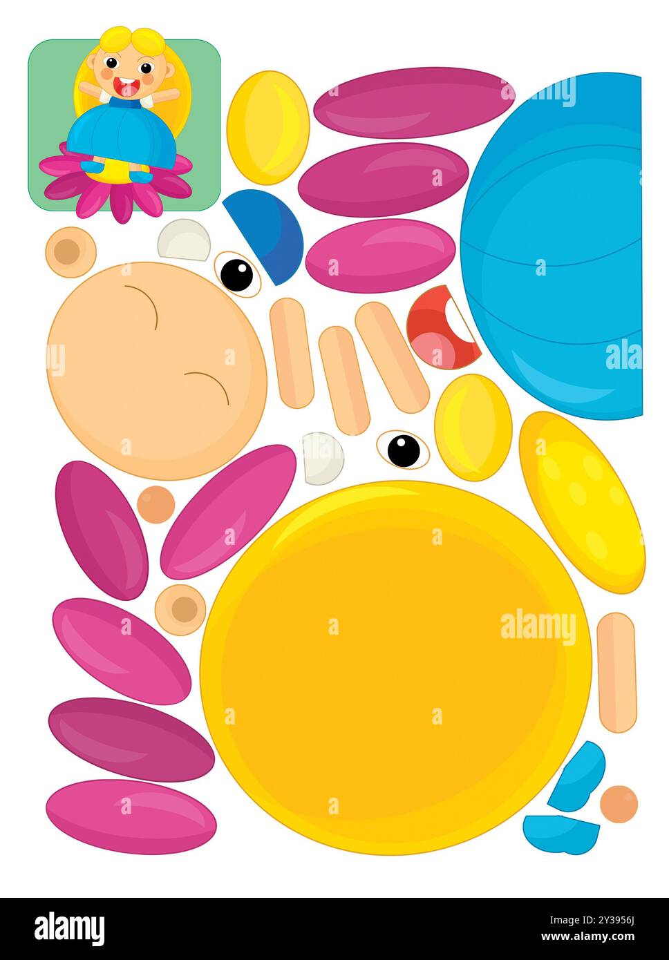 cartoon scene with character girl princess lady puzzle cutout ...