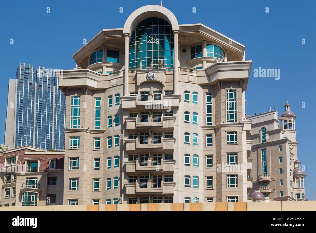 The Al Murooj Complex Gardenia Building facade in Dubai, United Arab ...