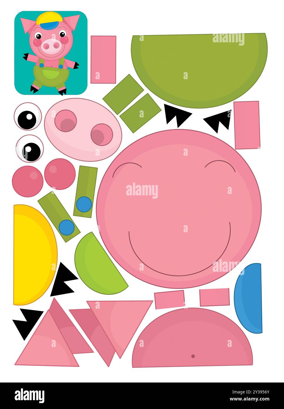 cartoon scene with character puzzle cutout farm ranch animal pig piglet ...