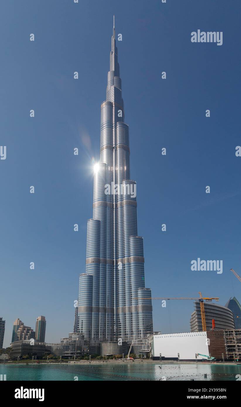 The Burj Khalifa modern tower skyscraper tower in sunny day in Dubai ...