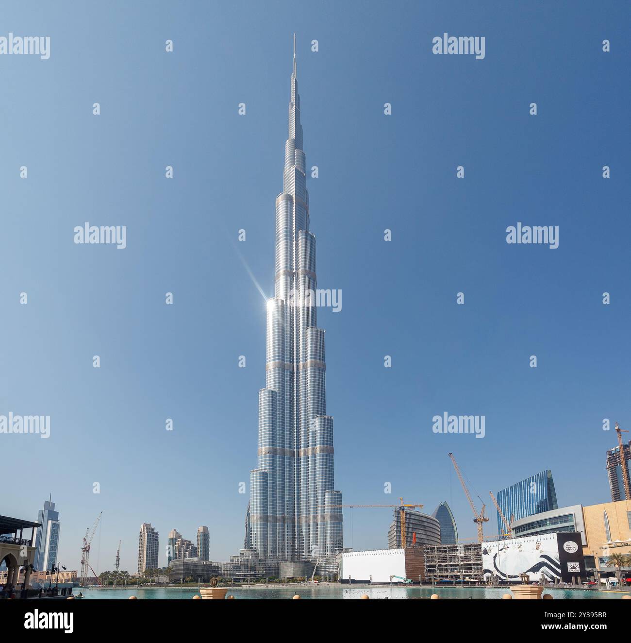 The Burj Khalifa modern tower skyscraper tower in sunny day in Dubai ...