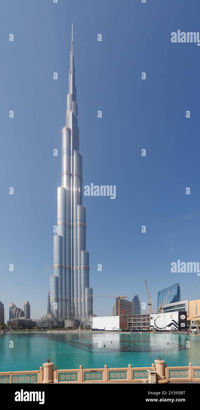 The Burj Khalifa modern tower skyscraper tower in sunny day in Dubai ...