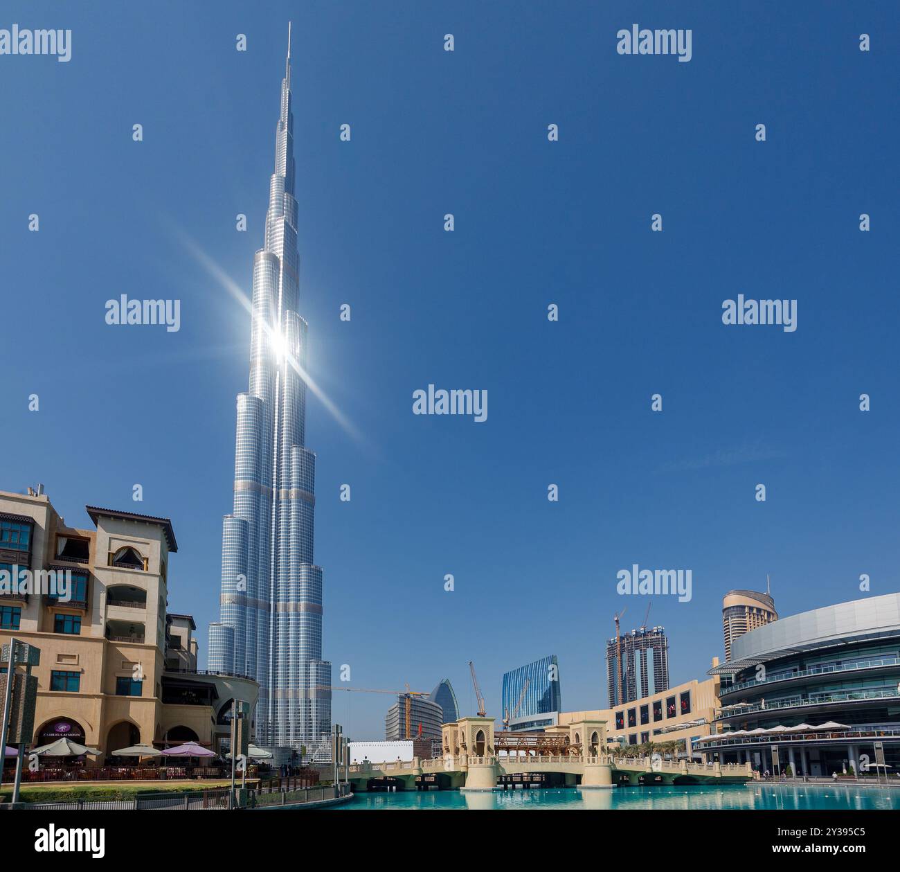 The Burj Khalifa modern tower skyscraper tower in sunny day in Dubai ...