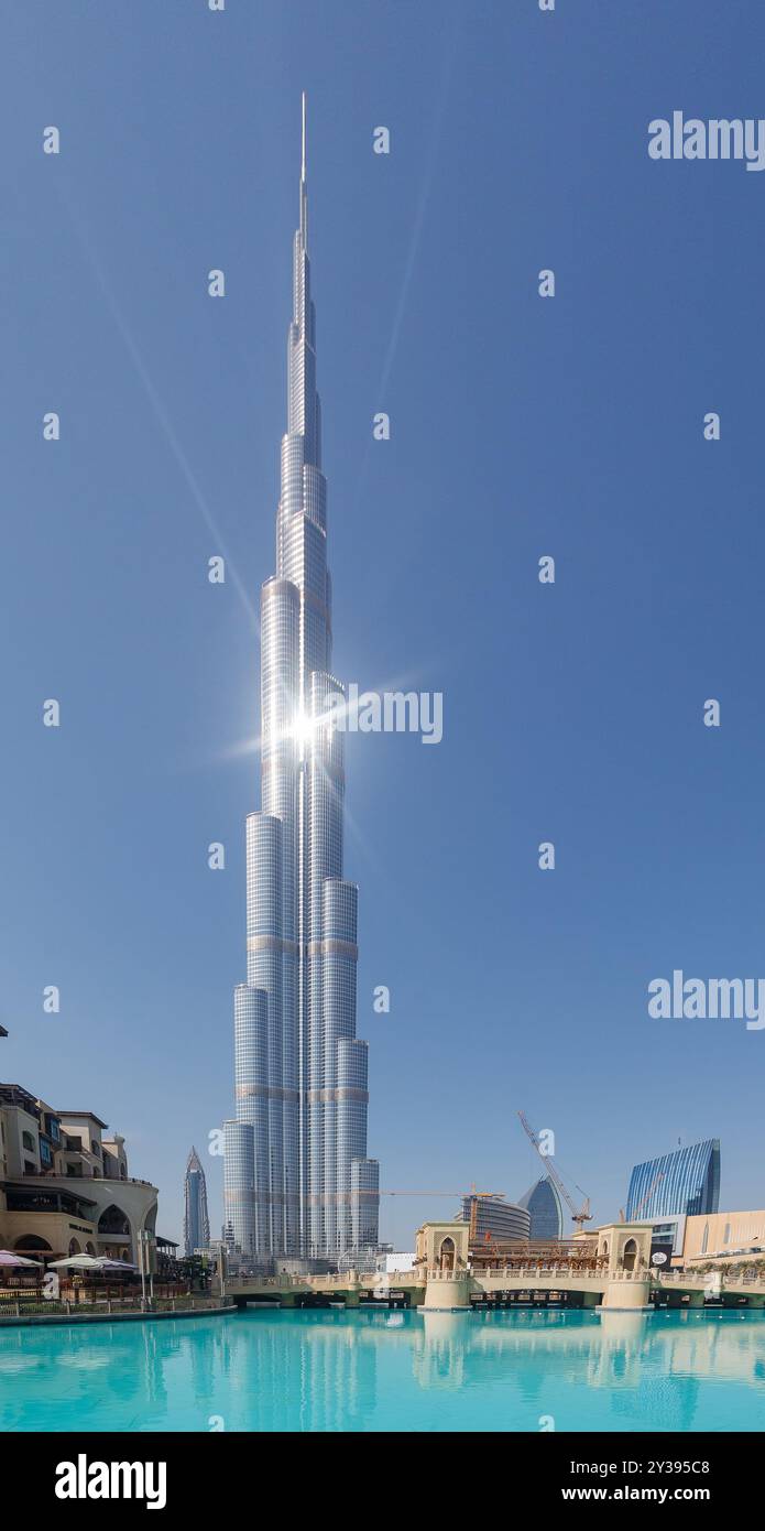 The Burj Khalifa modern tower skyscraper tower in sunny day in Dubai ...