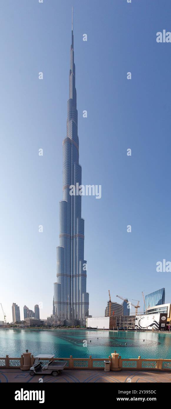The Burj Khalifa modern tower skyscraper tower in sunny day in Dubai ...