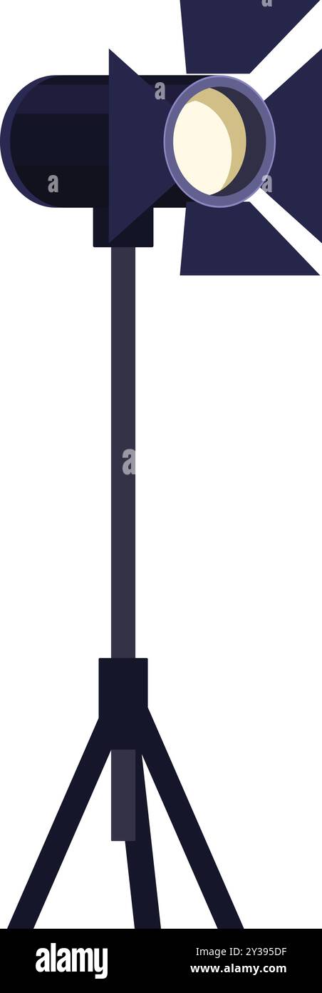 Professional studio spotlight standing on tripod illuminating on white ...